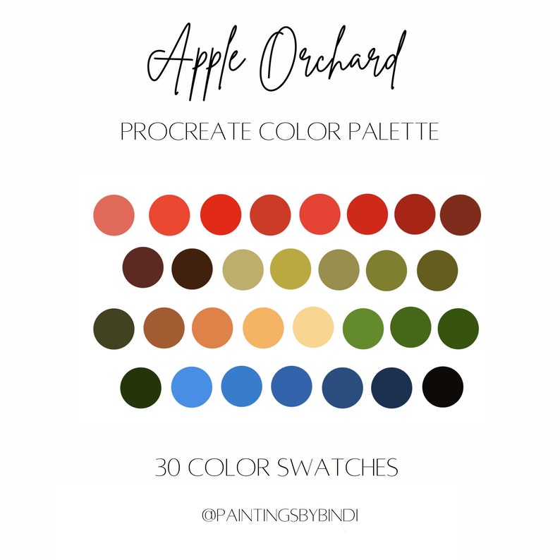 Apple Orchard Procreate Color Palette 30 Color Swatches - Etsy