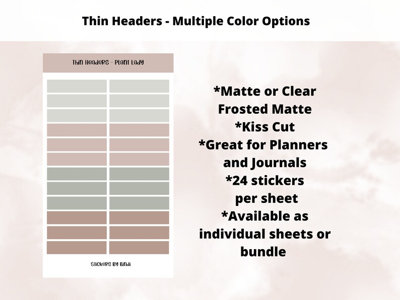 Thin Headers Stickers Mini Sheet Functional Transparent - Etsy