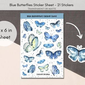Blue Butterflies Sticker Sheet Cute Planner Stickers - Etsy