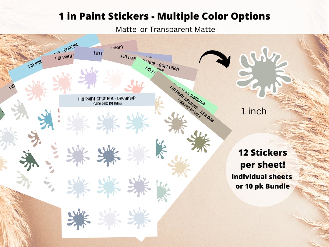 Paint Splatter Stickers - Multiple Color Options | Transparent or Matte ...