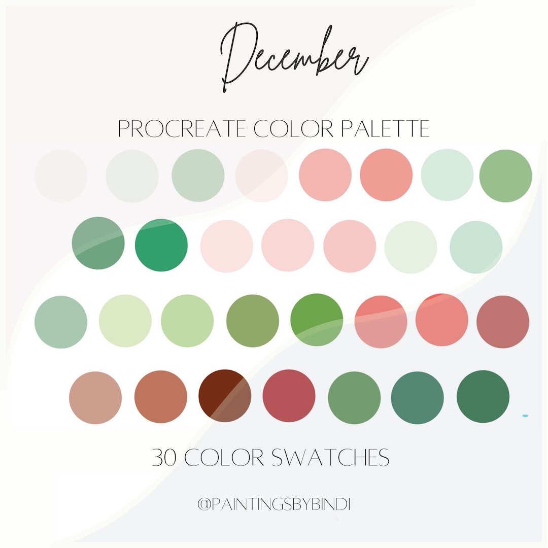 December Procreate Color Palette | 30 Color Swatches | iPad ...