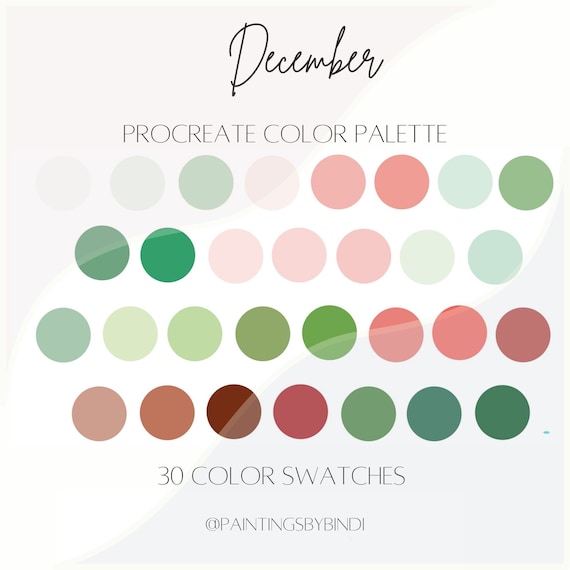 December Procreate Color Palette 30 Color Swatches Ipad - Etsy