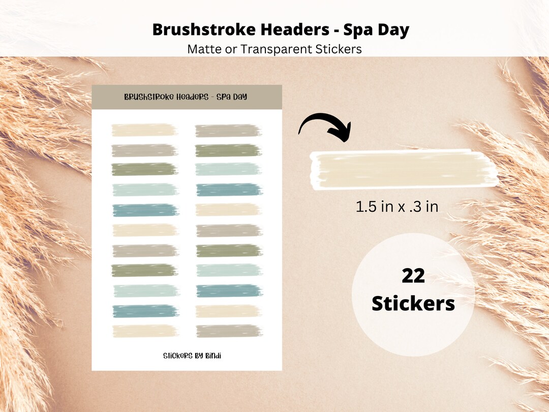 Brushstroke Headers Spa Day 1.5 Inch Planner Stickers Stickers Neutral ...