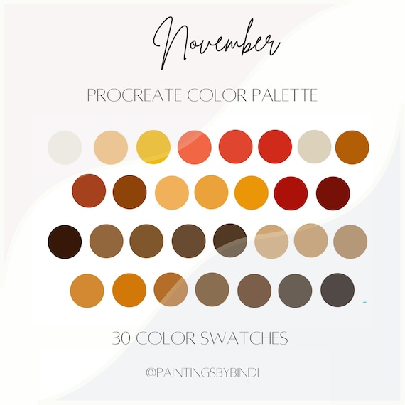 November Procreate Color Palette 30 Color Swatches Ipad | Etsy
