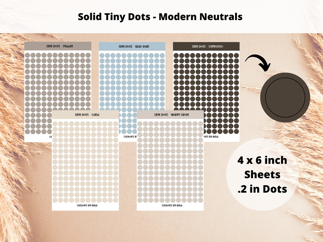 Tiny Dots Sticker Sheet - Modern Neutral Solids | Brown Teeny Circles ...