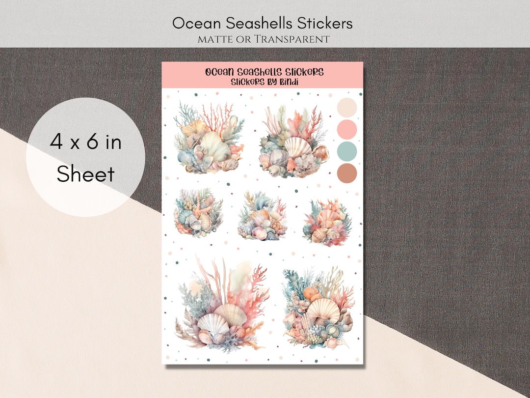Ocean Seashells Sticker Sheet Summer Planner Stickers Summer Deco ...