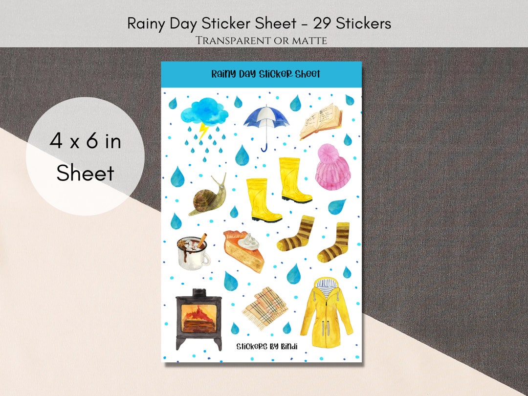 Rainy Day Sticker Sheet | April Planner Stickers | Rain Assorted ...