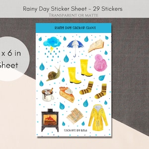 Rainy Day Sticker Sheet | April Planner Stickers | Rain Assorted ...