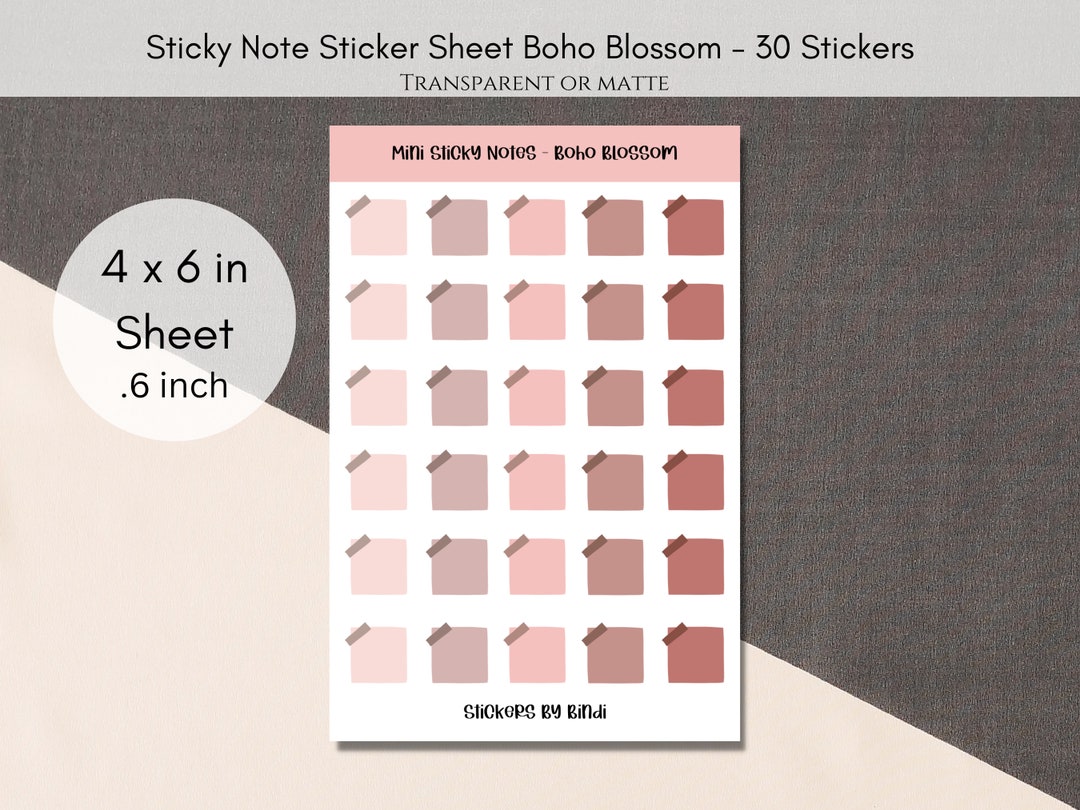 Small Sticky Note Stickers - Boho Blossom | .6 Inch Planner Stickers ...