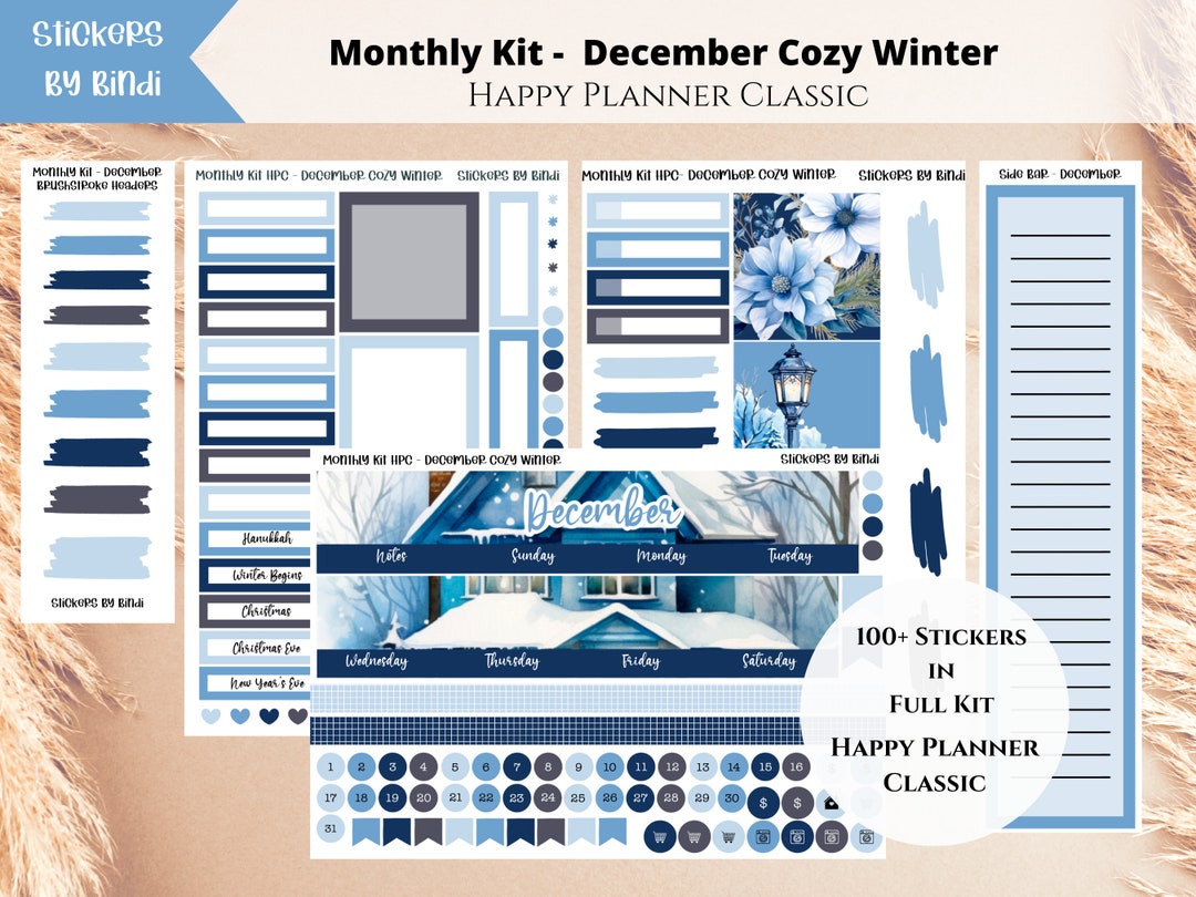 December Monthly Sticker Kit for Happy Planner Classic | Cozy Winter ...