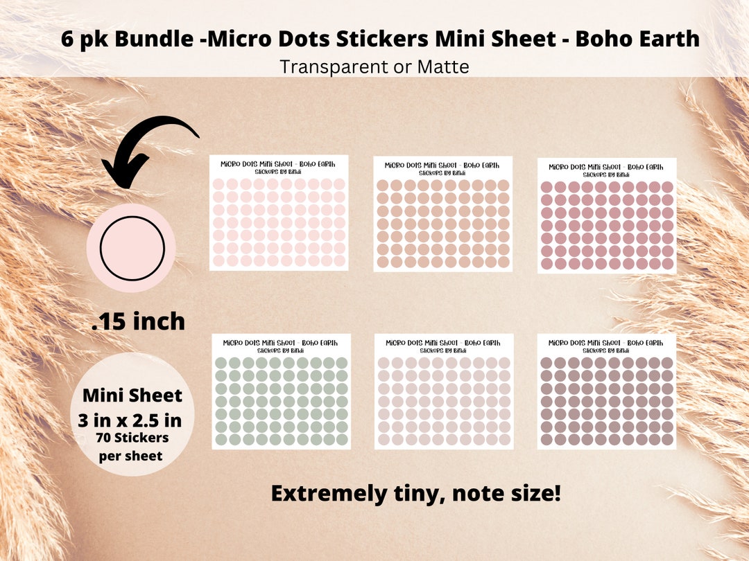 Micro Dots Stickers Bundle - Boho Earth | Transparent or Matte Circle ...