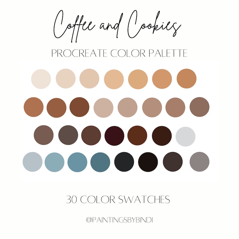 Coffee and Cookies Procreate Color Palette | 30 Color Swatches | iPad ...