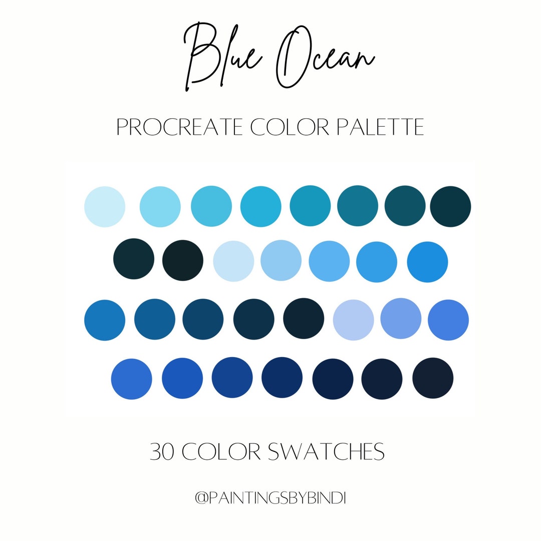 Blue Ocean Procreate Color Palette | 30 Color Swatches | iPad ...