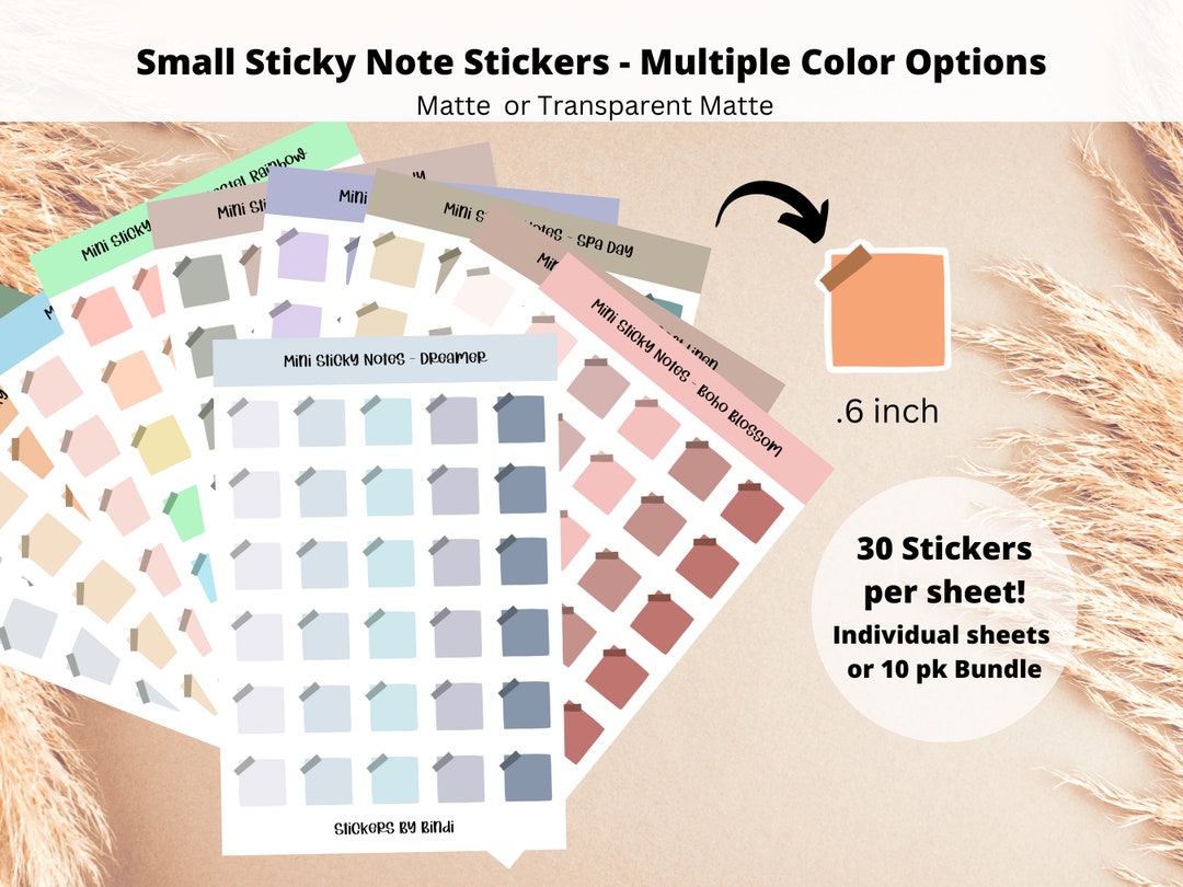 Small Sticky Note Stickers - Multiple Color Options | .6 Inch Planner ...
