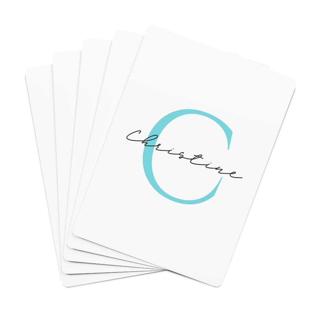 White Custom Monogram Playing Cards | Initial Playing Cards | Black ...