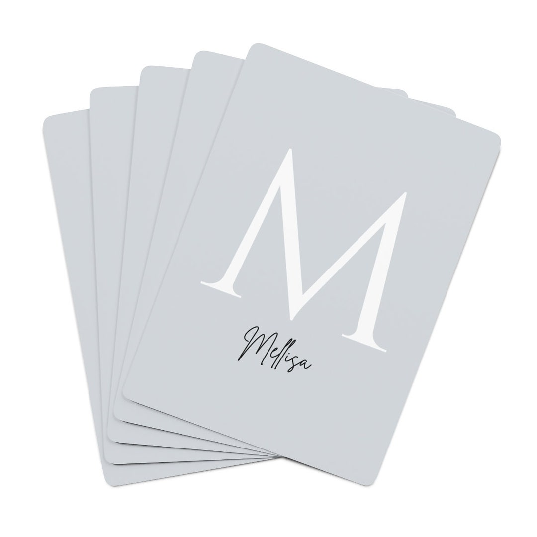 Gray Custom Name Playing Cards | Initial Cards | Modern Personalized ...