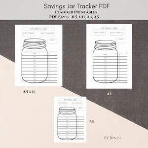Savings Jar Tracker Printable | US Letter, A4 and A5 Size | Digital ...