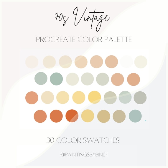70s Vintage Procreate Color Palette 30 Color Swatches Ipad - Etsy