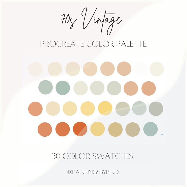 70s Vintage Procreate Color Palette 30 Color Swatches Ipad - Etsy