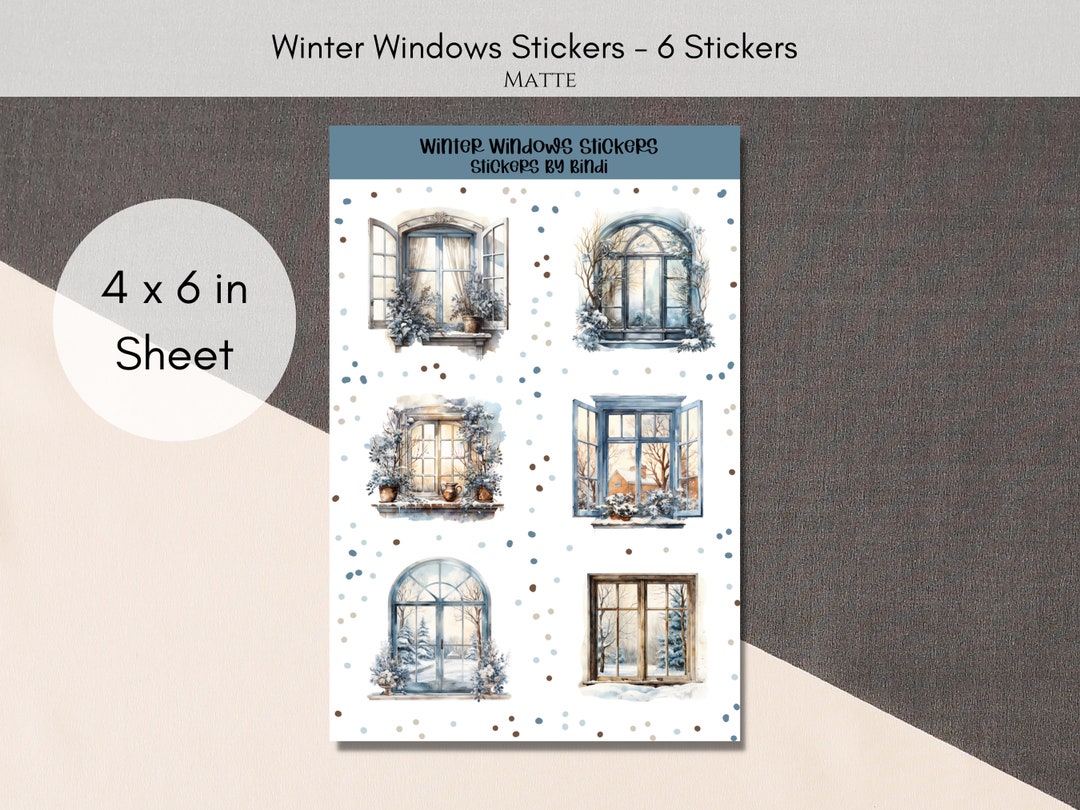 Winter Windows Stickers Cute Planner Stickers Snowy Window Deco ...