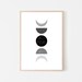 Grayscale Moon Phases Printable Art, Black Lunar Instant Download, Moon ...
