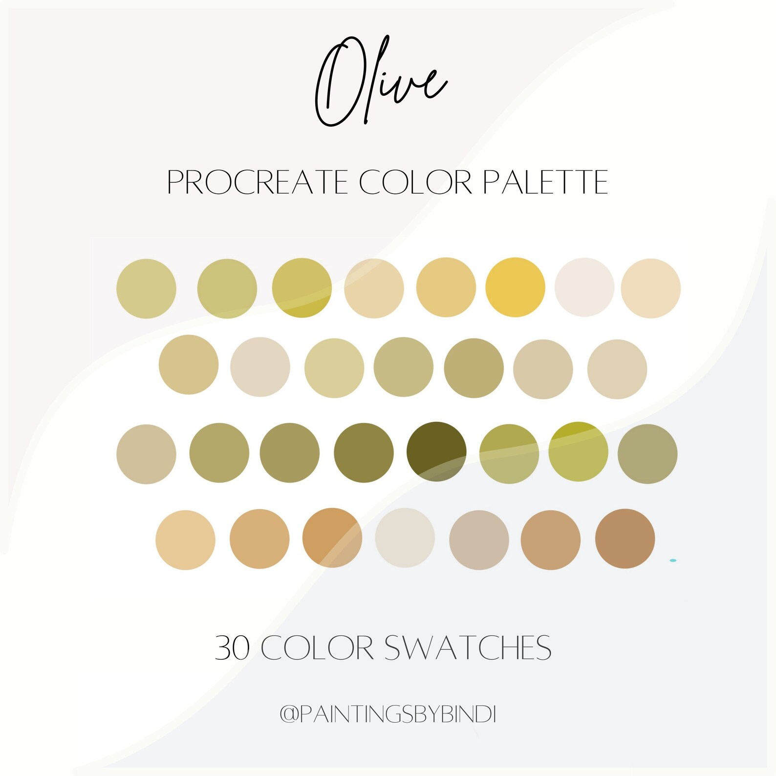Olive Procreate Color Palette 30 Color Swatches Ipad - Etsy