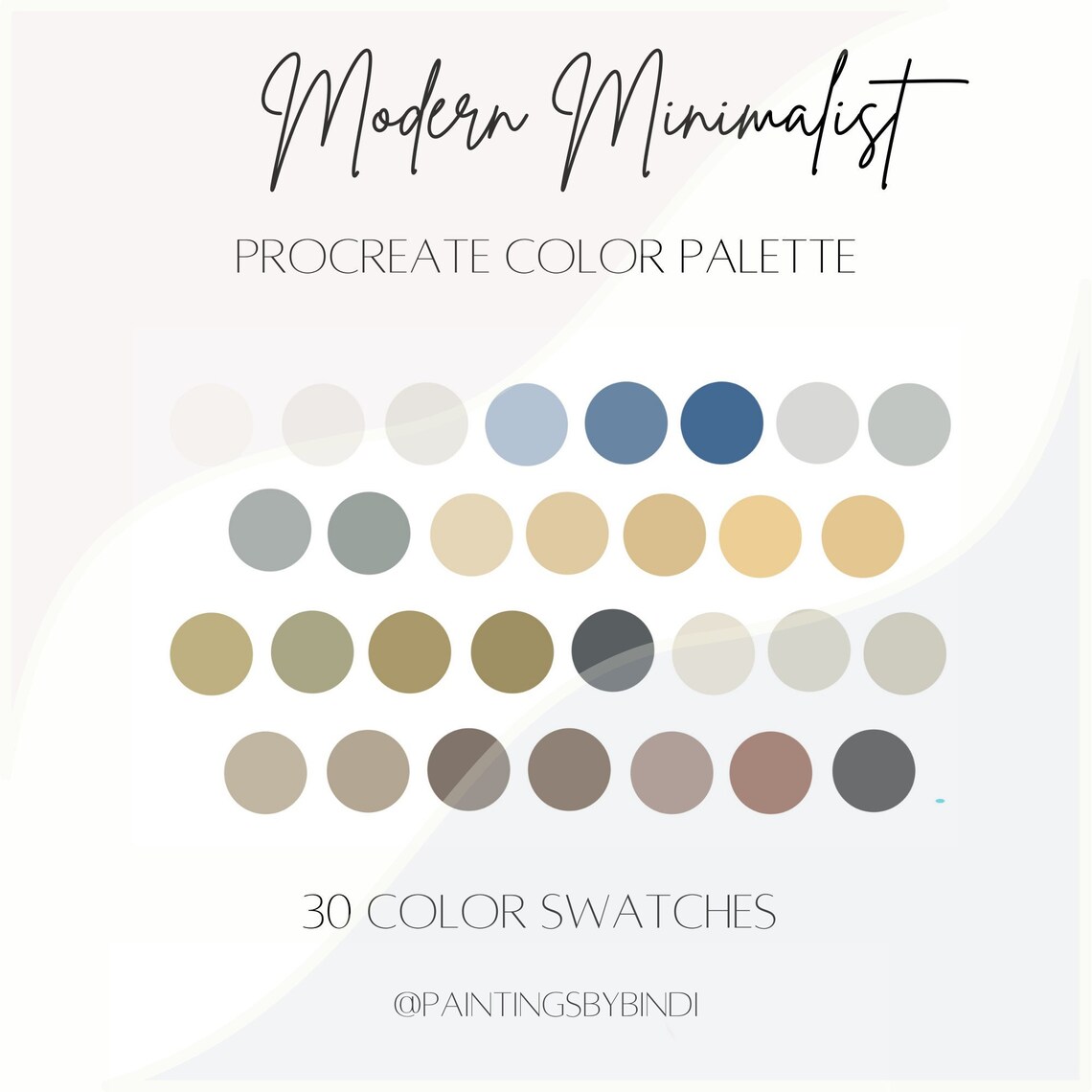 Modern Minimalist Procreate Color Palette 30 Color Swatches | Etsy