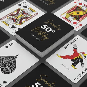 50th Birthday Custom Playing Cards | Birthday Playing Cards | Black and ...