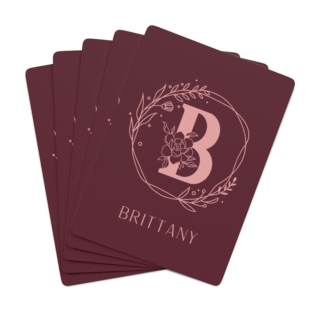 Burgundy Custom Name Playing Cards | Initial Playing Cards ...