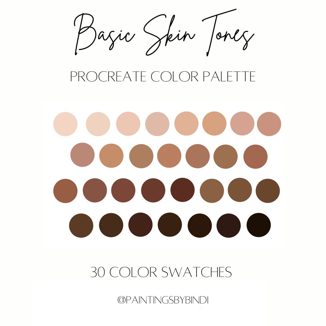 Basic Skin Tones Procreate Color Palette | 30 Color Swatches | iPad ...