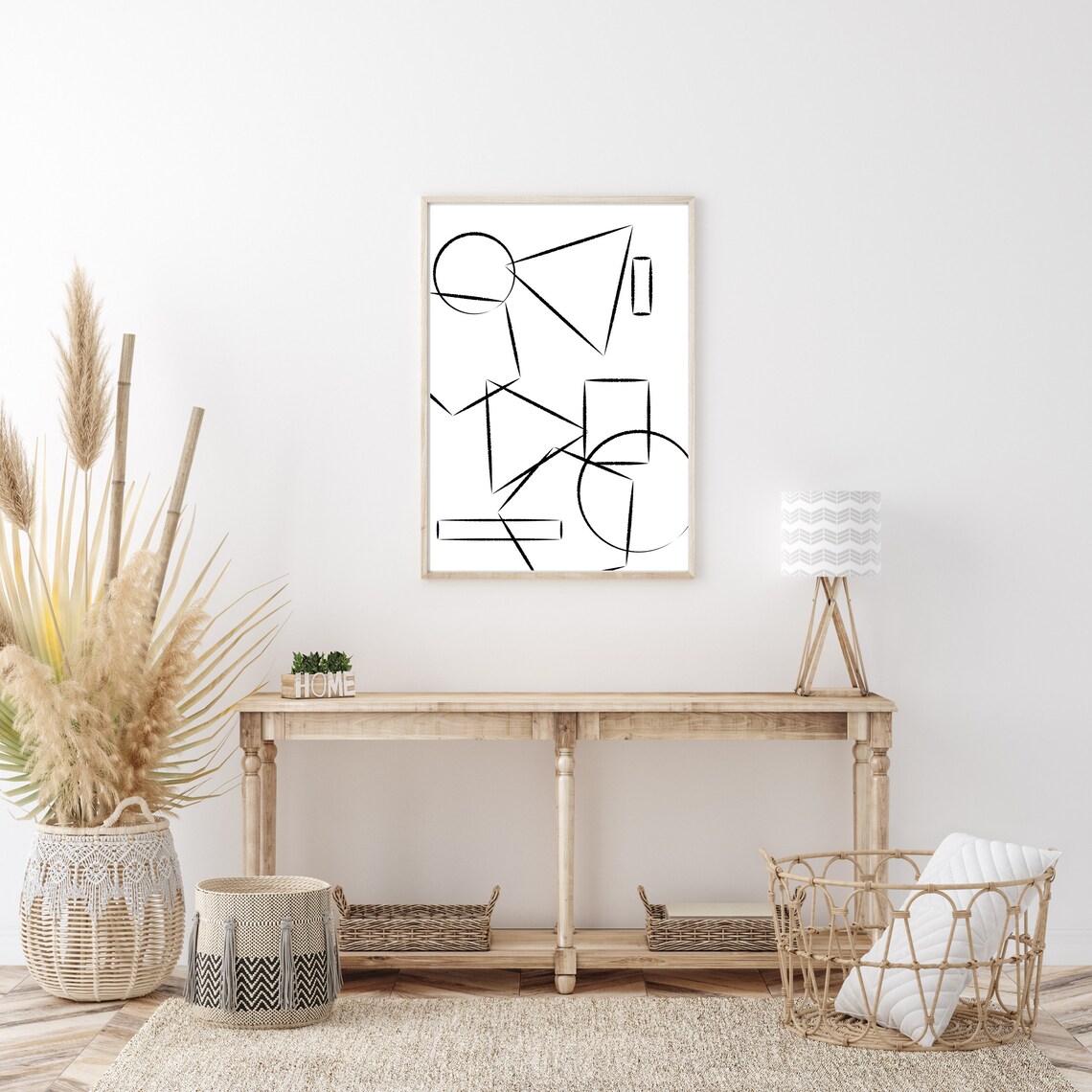 Abstract Black and White Geometric Shapes Printable Art | Etsy