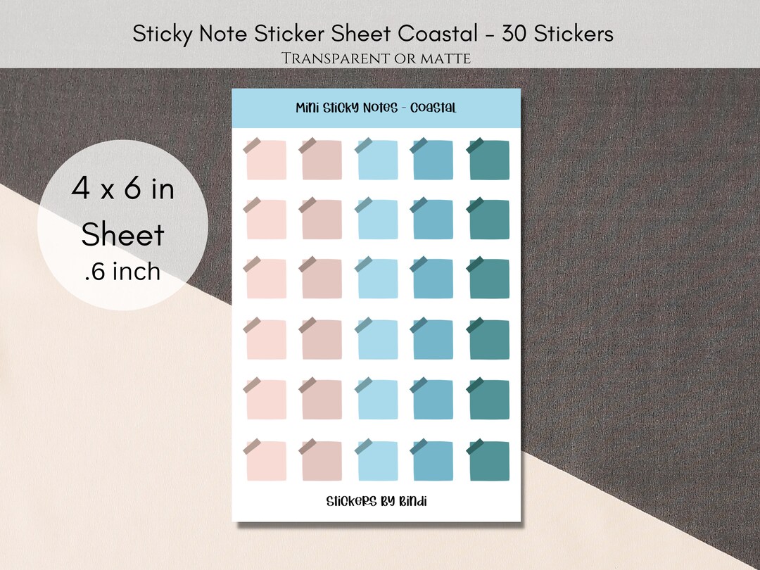 Small Sticky Note Stickers Coastal .6 Inch Planner Stickers Cute ...