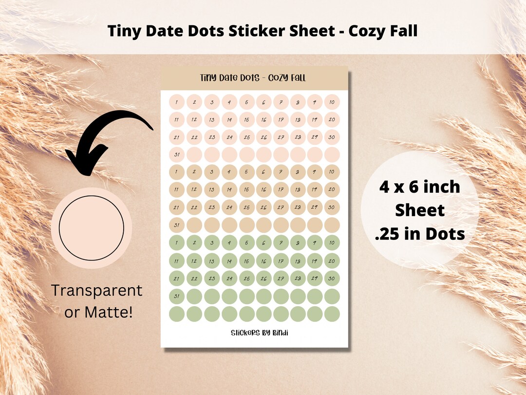 Tiny Date Dots Sticker Sheet Cozy Fall Date Covers - Etsy