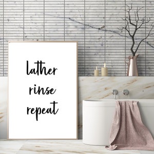 Lather Rinse Repeat Instant Download Printable Art Minimalist Bathroom ...