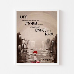 Learn to Dance in the Rain | Abstract Black White Red Painting Print ...