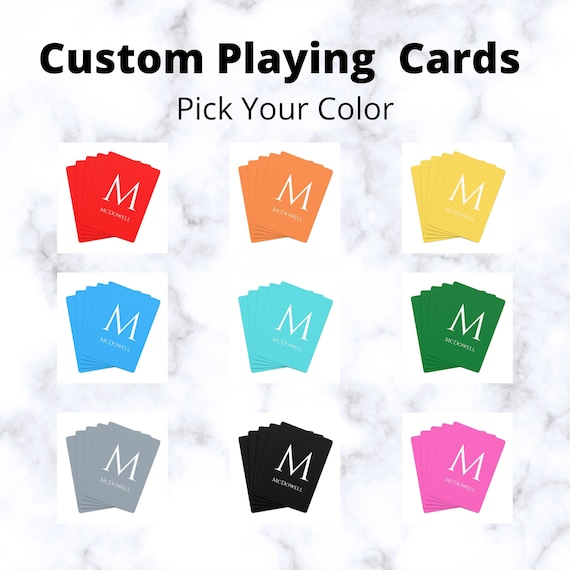 Choose Your Color Custom Playing Cards Initial Playing Cards - Etsy