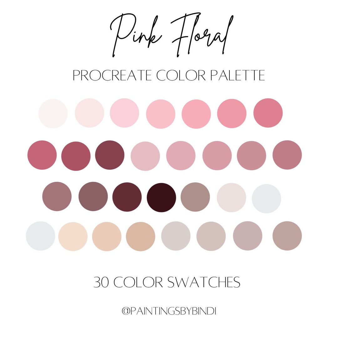 Pink Floral Procreate Color Palette | 30 Color Swatches | iPad ...