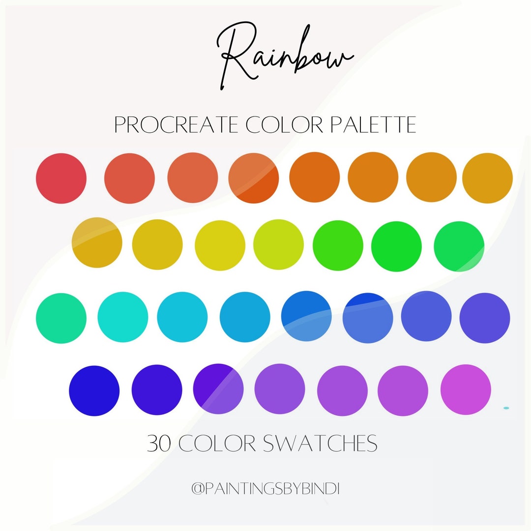 Rainbow Procreate Color Palette | 30 Color Swatches | iPad Illustration ...