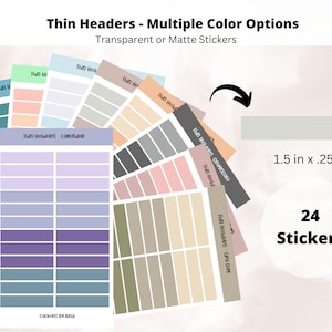 Thin Headers Stickers - Mini Sheet | Functional Transparent Stickers ...