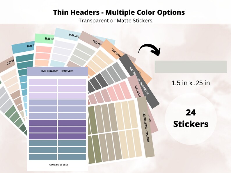 Thin Headers Stickers Mini Sheet Functional Transparent - Etsy
