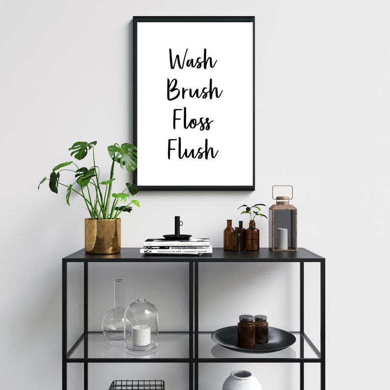 Wash Brush Floss Flush Instant Download Printable Art - Minimalist ...