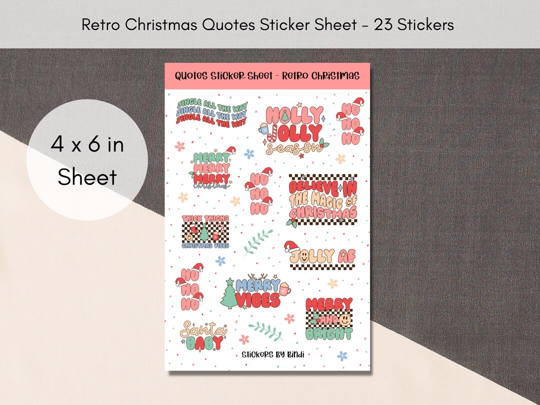 Retro Christmas Quotes Sticker Sheet Quotes Planner Stickers - Etsy