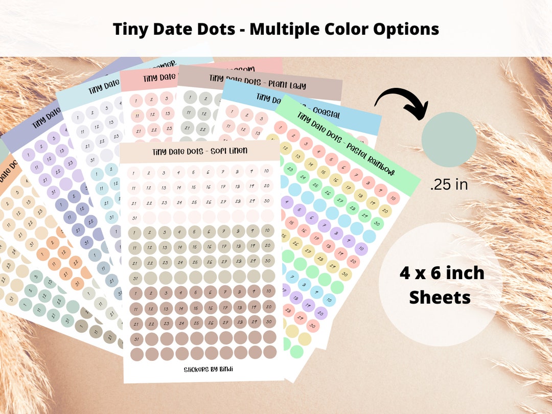 Tiny Date Dots Sticker Sheet | Date Covers Stickers | Functional ...
