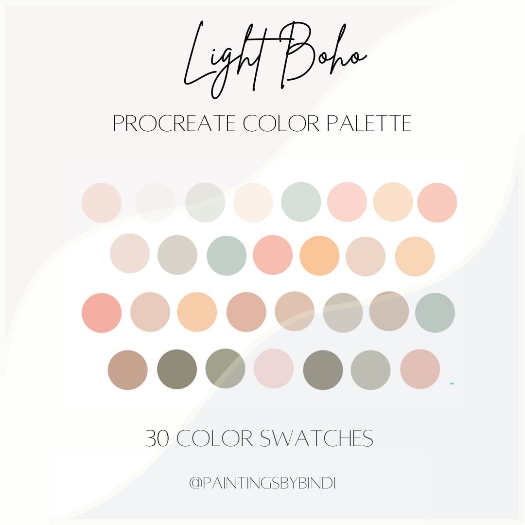 Light Boho Procreate Color Palette | 30 Color Swatches | iPad ...