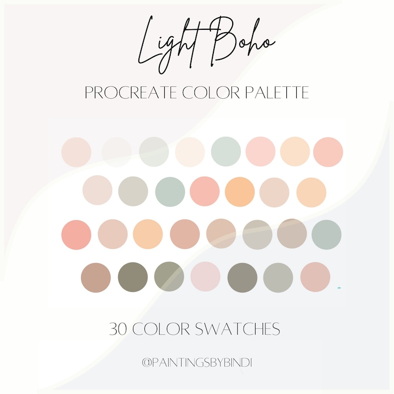 Light Boho Procreate Color Palette 30 Color Swatches Ipad Etsy