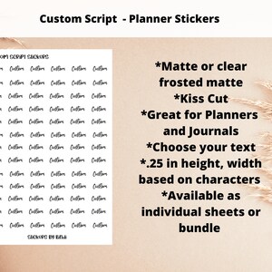 Custom Word Sticker Sheet - Script Font | Word Stickers | Transparent ...