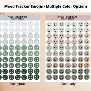 Mood Tracker Icons Sticker Sheet - Multiple Colors | Cute Emoji ...