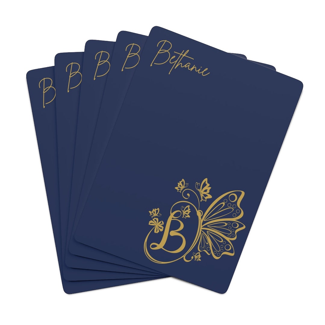 Navy and Gold Custom Name Playing Cards | Butterfly Playing Cards ...