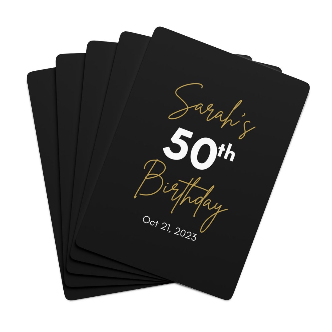 50th Birthday Custom Playing Cards | Birthday Playing Cards | Black and ...