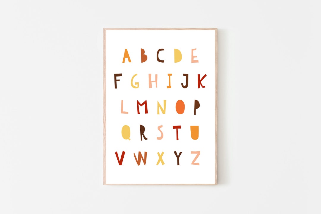 Boho Scandinavian Kids Alphabet Instant Download - Kid's Room Printable ...